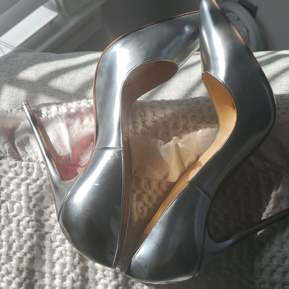 Christian Louboutin | Shoes | Louboutin 6 Pumps Silver Metalic | Poshmark
